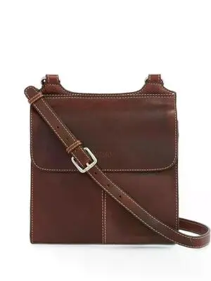OSPREY The Narissa Topstitched Leather Crossbody Bag - Brown