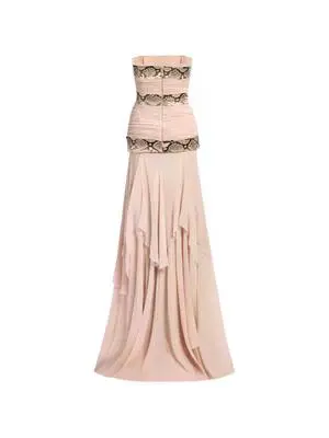 Elie Saab Viper Snake-effect Ruched Maxi Dress