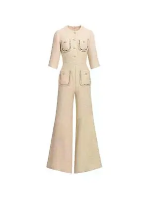 Elie Saab Python-print Tweed Jumpsuit