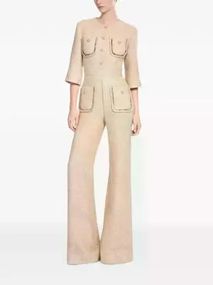 Elie Saab Python-print Tweed Jumpsuit