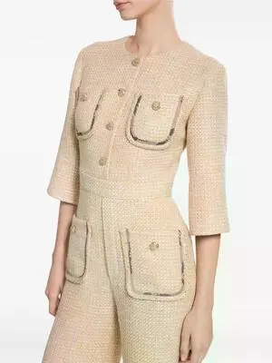 Elie Saab Python-print Tweed Jumpsuit