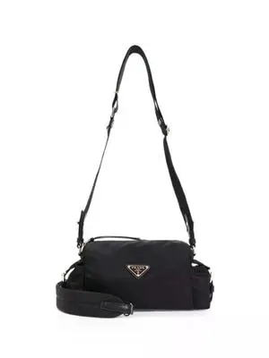 Prada Logo-plaque Shoulder Bag - Black