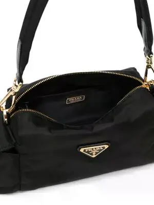 Prada Logo Plaque Shoulder Bag - Black