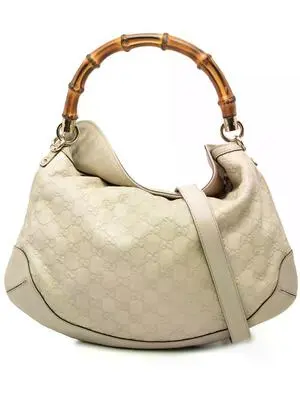 Gucci 2000-2015 Guccissima Bamboo Peggy Satchel - White