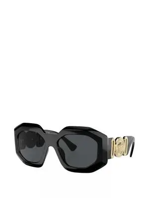 Versace Medusa Biggie Geometric Frame Sunglasses - Black