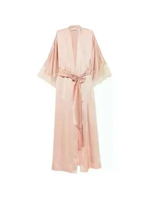 Carine Gilson Lace-trim Silk Dressing Gown
