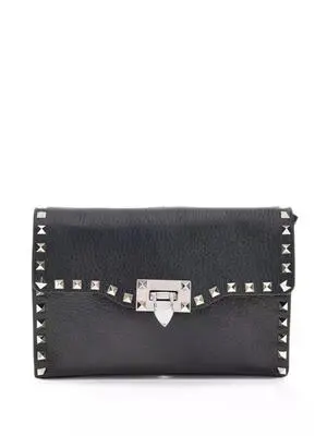 Valentino Garavani Rockstud Pebbled Leather Clutch Bag