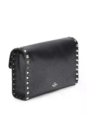 Valentino Garavani Rockstud Pebbled Leather Clutch Bag