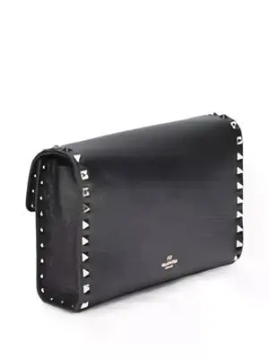 Valentino Garavani Rockstud Pebbled Leather Clutch Bag