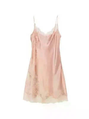 Carine Gilson Lace-trim Silk Nightdress - Pink
