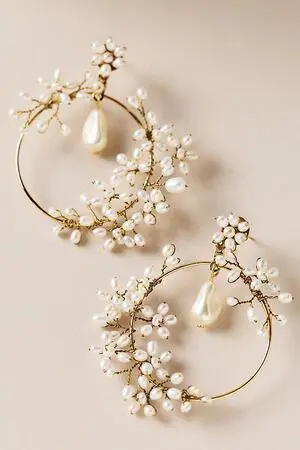 TWIGS & HONEY Freshwater Hoop Earrgs - Pearl