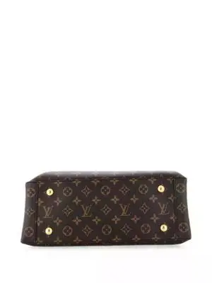 LOUIS VUITTON Flower Monogram Canvas With Leather Tote Bag - Red