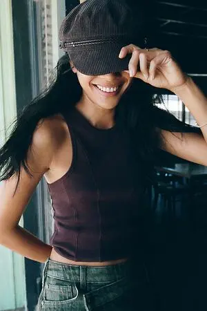 Anthropologie 100% Cotton Racer Tank Top - Fudge