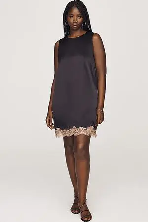 Maeve Emmy Sleeveless Lace-trim Mini Dress - Black