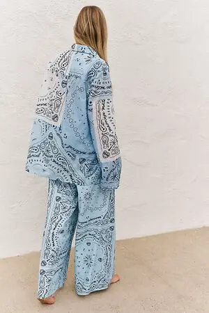 BRIDEMERCH Bandana Cotton Wide-leg Beach Pants