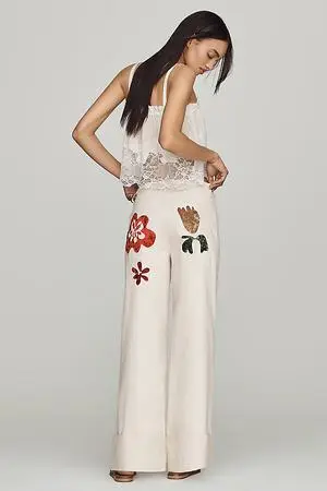 SIEMPRE Printed High-rise Wide-leg Jeans