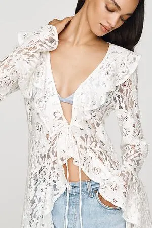 Avec Les Filles Ruffle Lace Longle Top