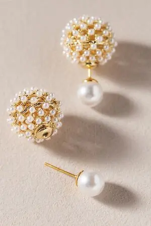 Anthropologie Front-back Pearl Earrgs - Gold