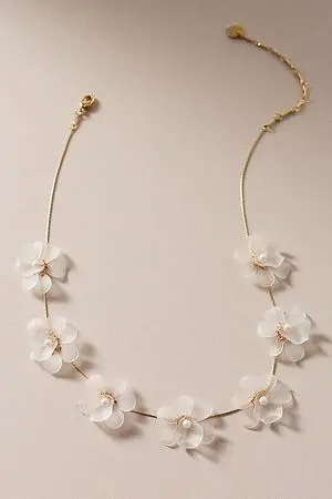 Anthropologie Soft Flower Choker Necklace - Gold