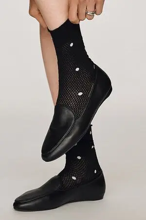 Anthropologie Sheer Polka Dot Socks - Black