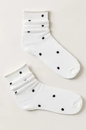 Anthropologie Ok Origals Sheer Polka Dot Socks - White
