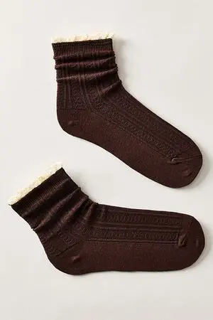 Anthropologie Ok Origals Crochet Crew Socks - Brown