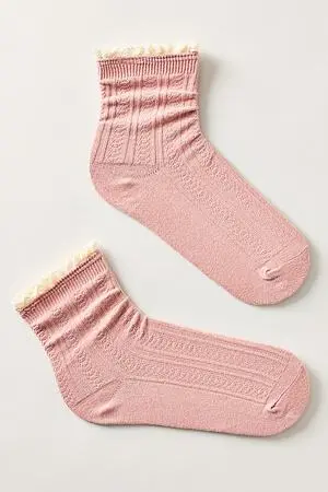 Anthropologie Crochet Crew Socks - Pink