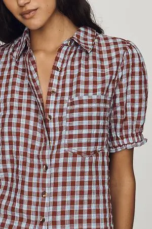 PILCRO Aly Puff-sleeve Blouse - Blue