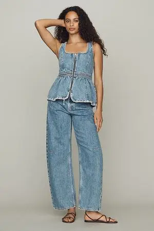 SEVENTY + MOCHI Mila High-rise Barrel Jeans - Medium Denim