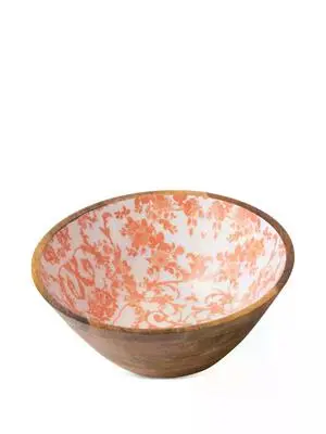 J-LINE Floral-print Mango-wood Bowl - Brown