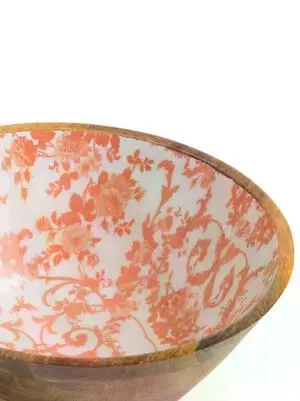J-LINE Floral-print Mango-wood Bowl