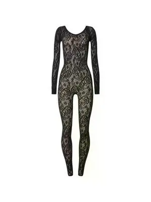 Wolford Infinite Rose Floral-lace Jumpsuit - Black