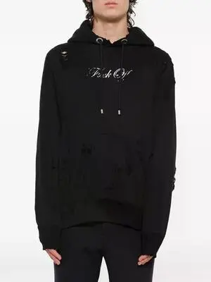 MASTERMIND WORLD Distressed Skull-print Hoodie - Black