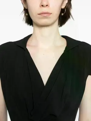 Fendi Draped Short Sleeve V-neck Top