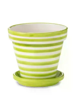 J-LINE Striped Flowerpot - Green