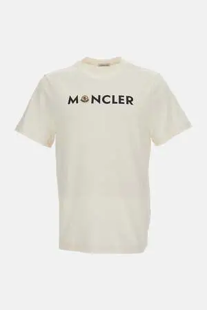Moncler Maglietta Logata In Cotone - White