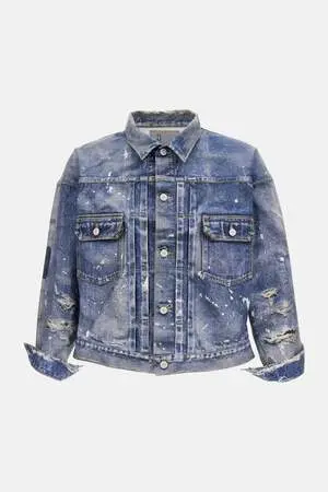 Junya Watanabe Giacca Denim Stampata - Blu
