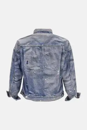 Junya Watanabe Giacca Denim Stampata - Blu