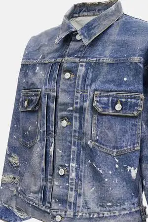Junya Watanabe Giacca Denim Stampata - Blu