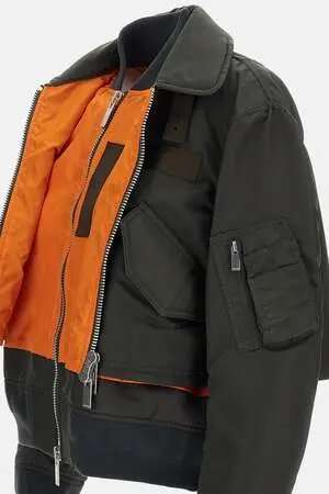 Sacai Nylon Twill Layered Jacket - Green