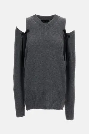Simone Rocha Cashmere Sweater With A V-neck And Bows - Grey