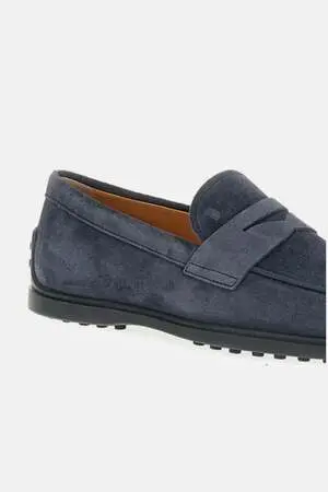 TOD'S Suede Rubber Moccasins With Embossed Monogram - Blue