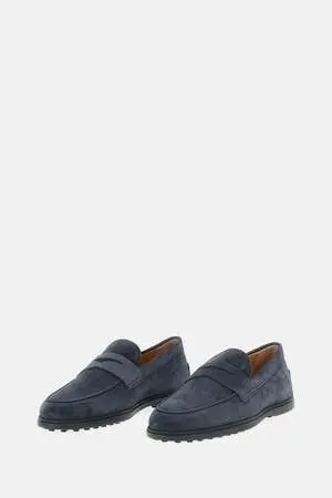 TOD'S Suede Rubber Moccasins With Embossed Monogram - Blue