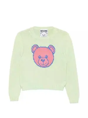 Moschino Bear Embellishment Crew Neck Sweater - Green