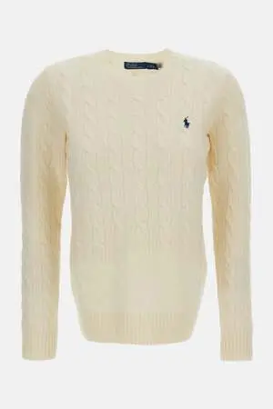 Polo Ralph Lauren Polo Ralph Lauren Cable-Knit Wool-Cashmere Blend Crew Neck Sweater Bianco