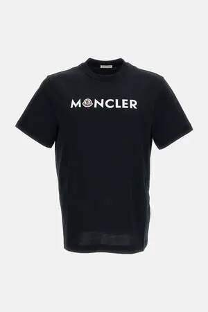 Moncler Maglietta Logata In Cotone - Black