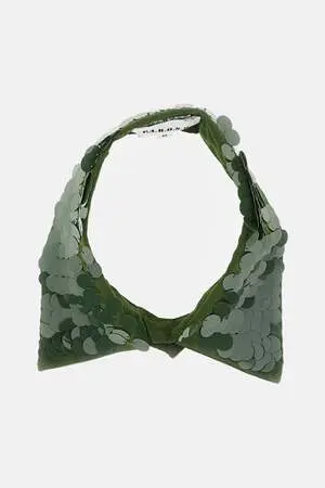 PAROSH Sequin Embellished Collar - Green