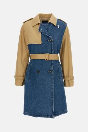 FAY Cotton Drill And Denim Trench Coat
