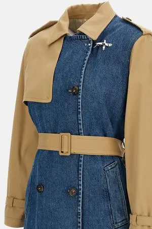 FAY Cotton Drill And Denim Trench Coat