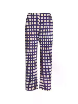 Issey Miyake Basket Plissé-effect Checked Trousers